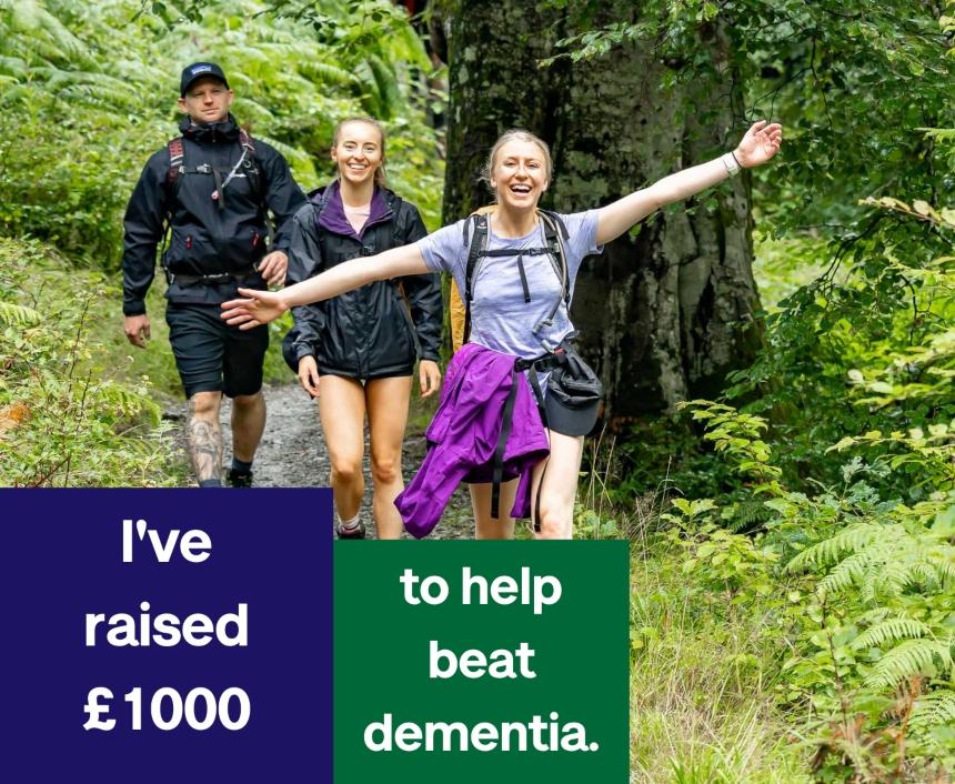 1000 target reached badge | Alzheimer's Society